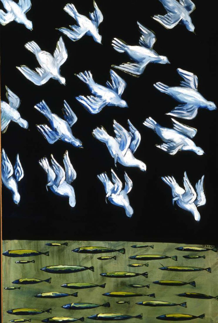 Ptaki i ryby (1) - Jacek Sroka - Malarstwo, grafika, rysunek